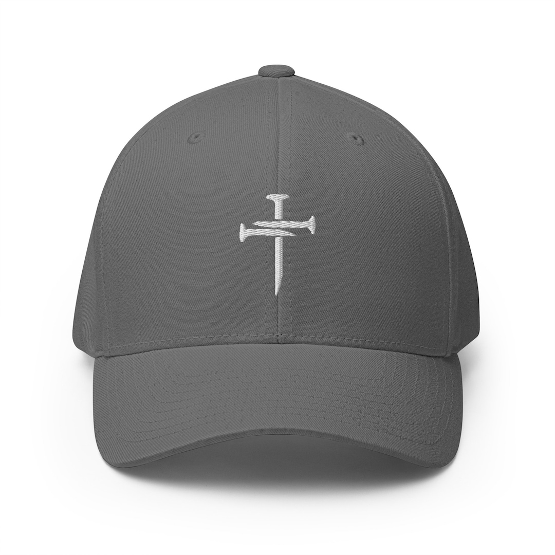 Nail Cross Embroidered | Flexfit Baseball Hat | Structured Twill Cap - Etsy