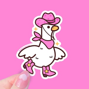 Pink Cowgirl Goose Sticker: Kawaii Waterproof Decal - Etsy
