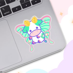 Luna Moth Cow Transparent Vinyl Sticker: Laptop Stickers- Pastel ...