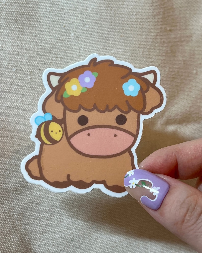 Highland Cow Sticker: Kawaii Stickers- Planner Stickers -journal- Meme ...