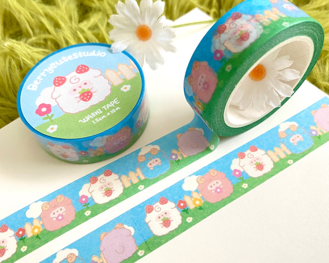 Strawberry Sheep Washi Tape, Kawaii Planner Tape - Etsy