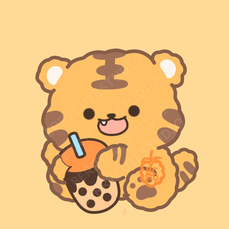 Tiger Boba Sticker Strawberry Tiger: Kawaii Stickers Planner - Etsy