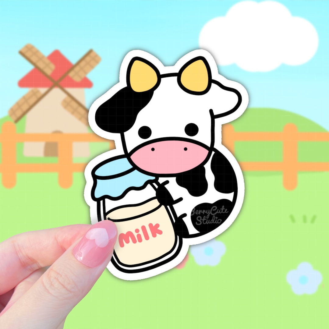 Cute Cow Sticker, Kawaii Animal Stickers, Milk Sticker, Cottagecore ...