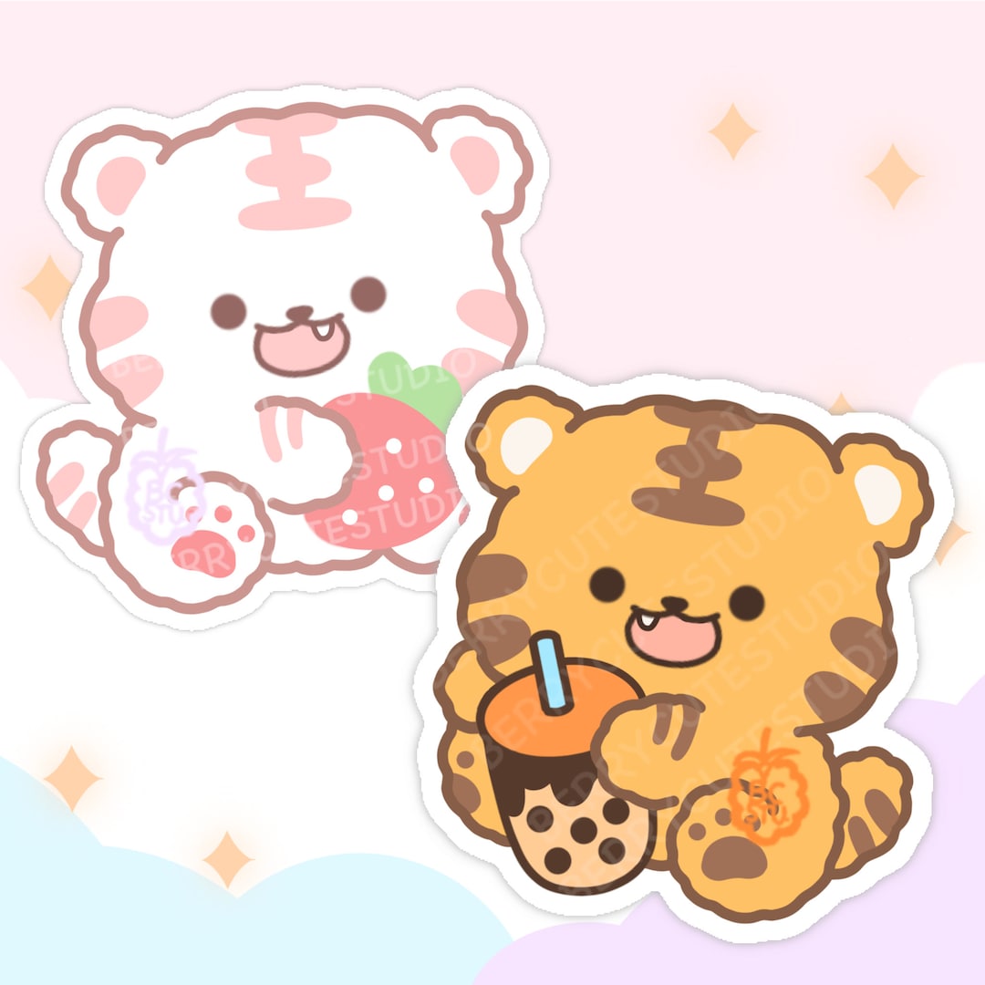 Tiger Boba Sticker- Strawberry Tiger: Kawaii Stickers- Planner Stickers ...