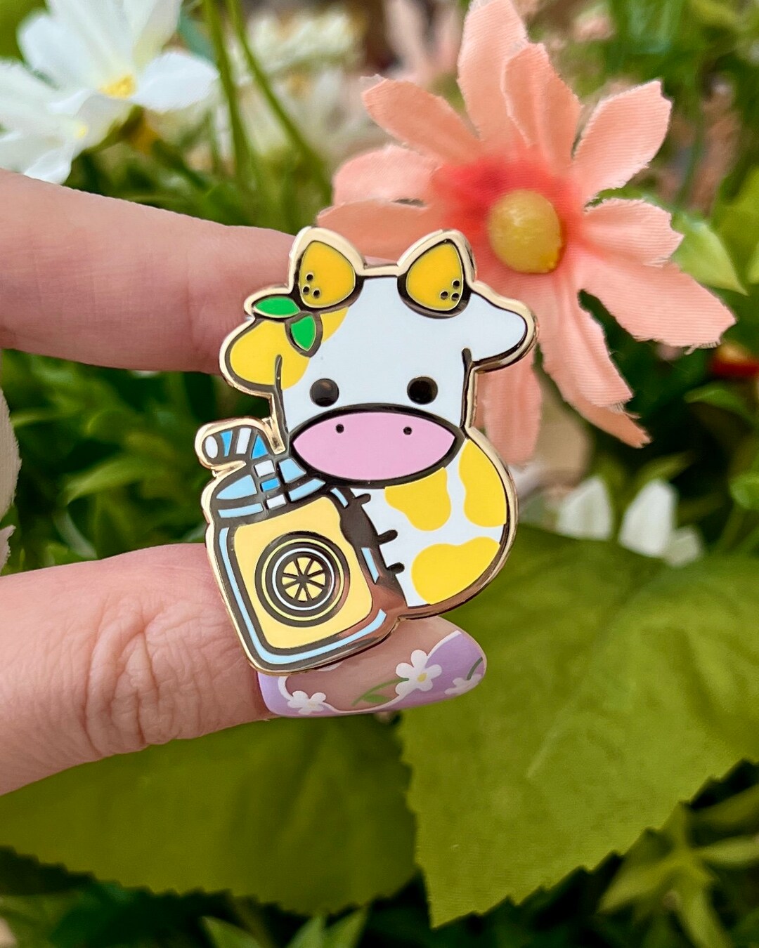 Lemon Cow Hard Enamel Pin - Cute Pin - Kawaii Pin - Kawaii Accessory ...