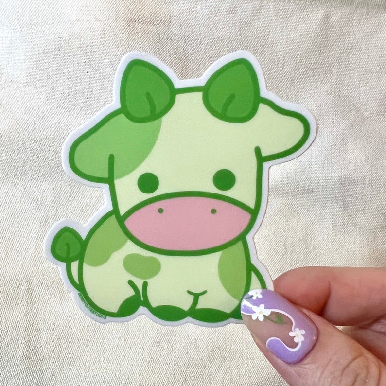Matcha Cow Sticker: Kawaii Stickers Planner Stickers - Etsy