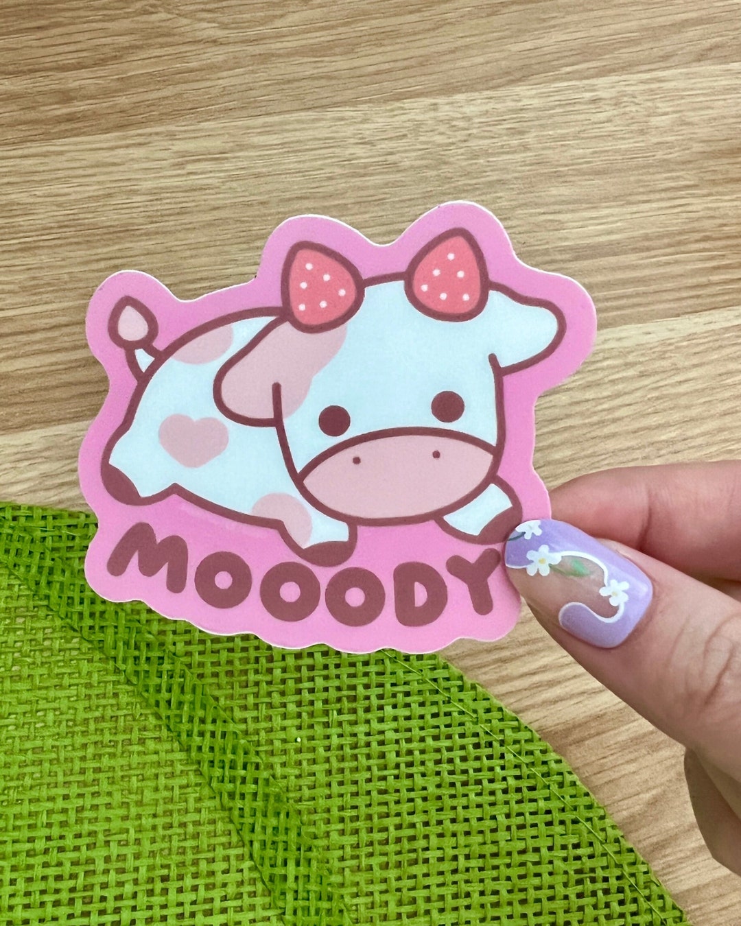 Moody Cow Sticker: Kawaii Stickers- Water Bottle Stickers -journal- Cottage Core Stickers ...