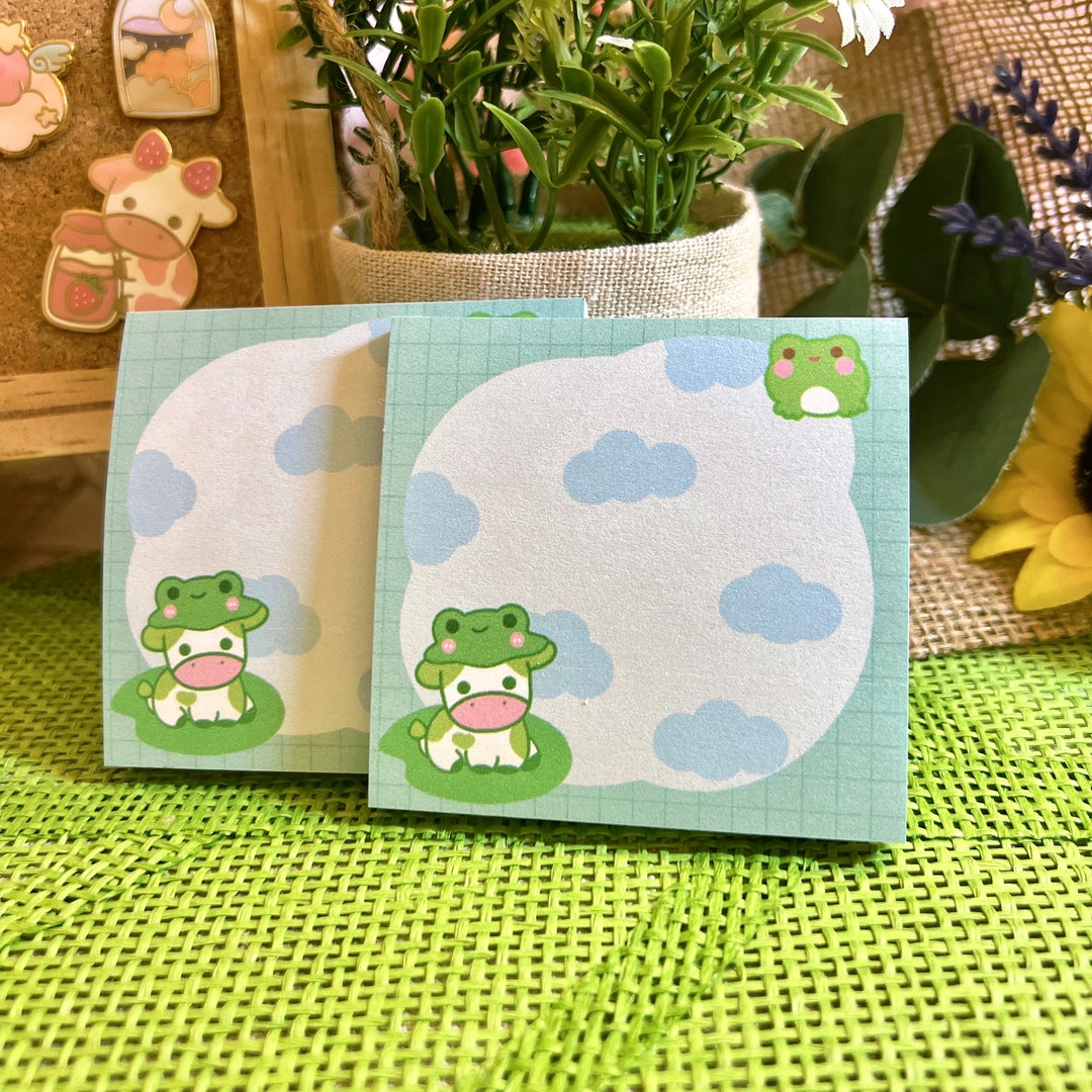 Frog Cow Sticky Notes - Cute Stationery - Froggy Notepad - Green Sticky ...