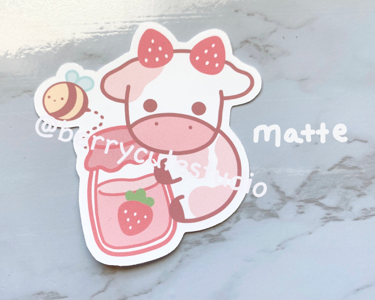 Strawberry Cow Sticker: Kawaii Stickers Planner Stickers | Etsy
