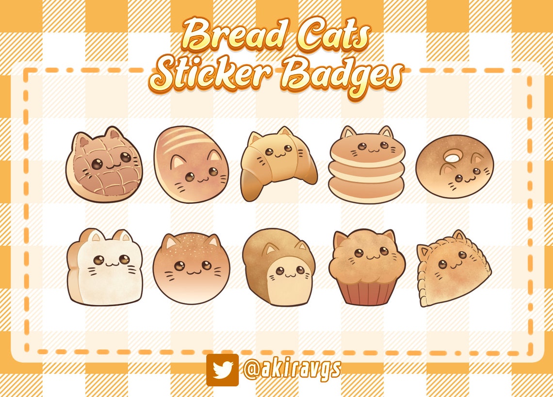 Bread Cats Sticker Badges for Stream Channel and Social Media, Printing ...