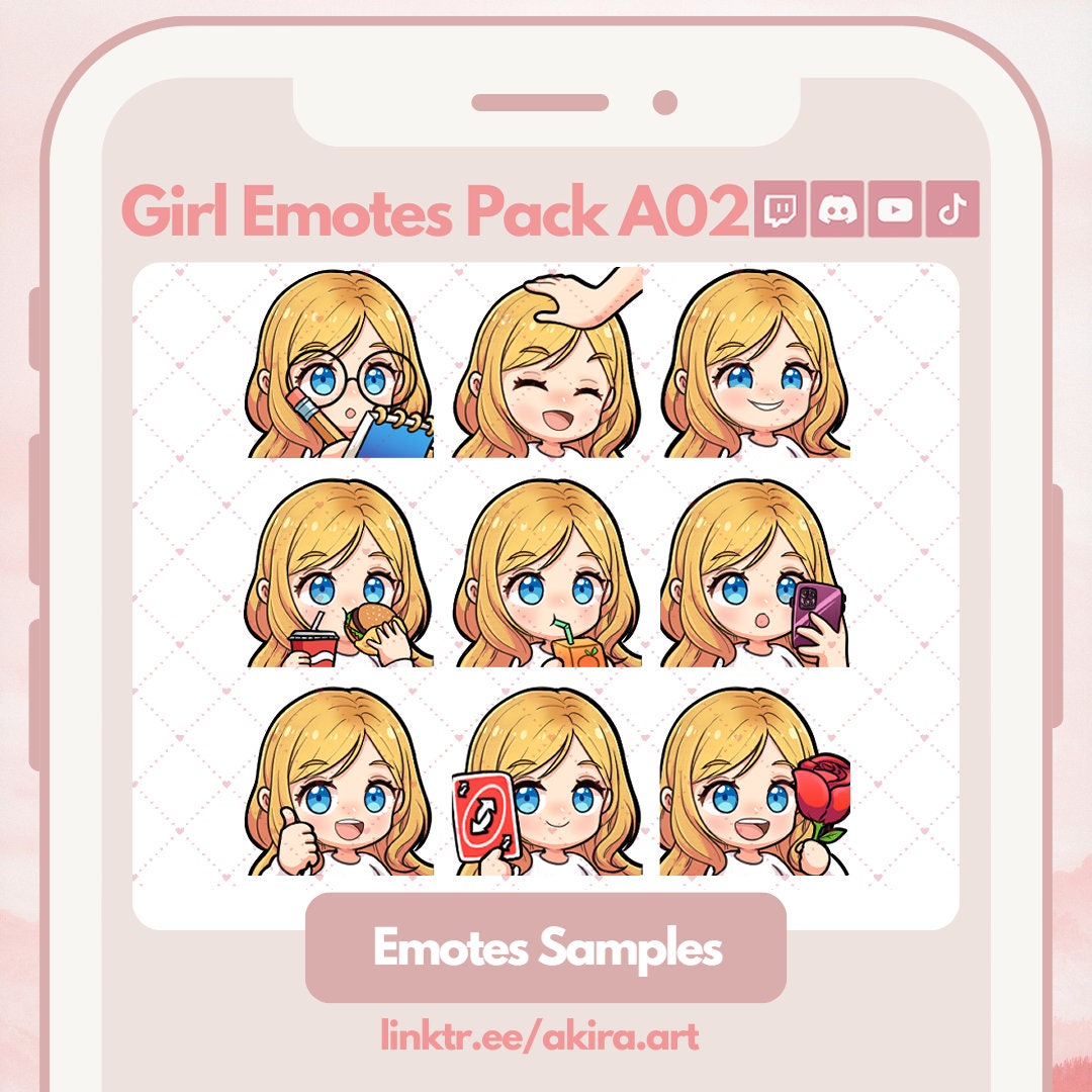 Cute Chibi Girl Emotes Pack 42 Twitch Emotes, Discord Emotes, Tiktok ...