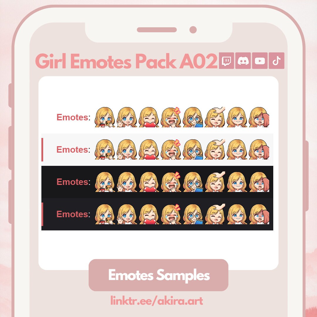Cute Chibi Girl Emotes Pack 42 Twitch Emotes, Discord Emotes, Tiktok ...