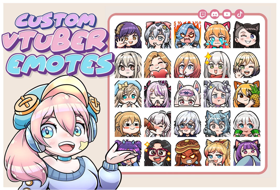 Custom Vtuber Twitch Emotes | Youtube Emotes | Discord Emotes | Tiktok ...