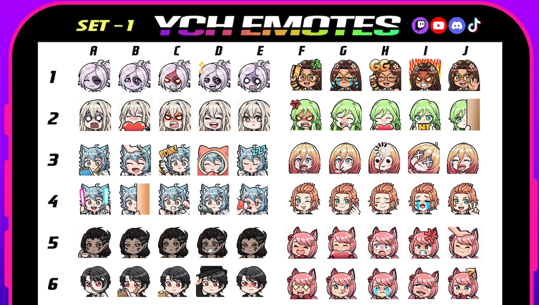 10x YCH Custom Twitch Emotes | Discord Emotes | Youtube Emotes | Tiktok ...