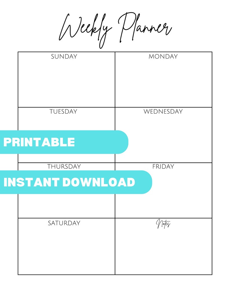 Printable Weekly Planner Instant Download Organize Your Week With Style ...