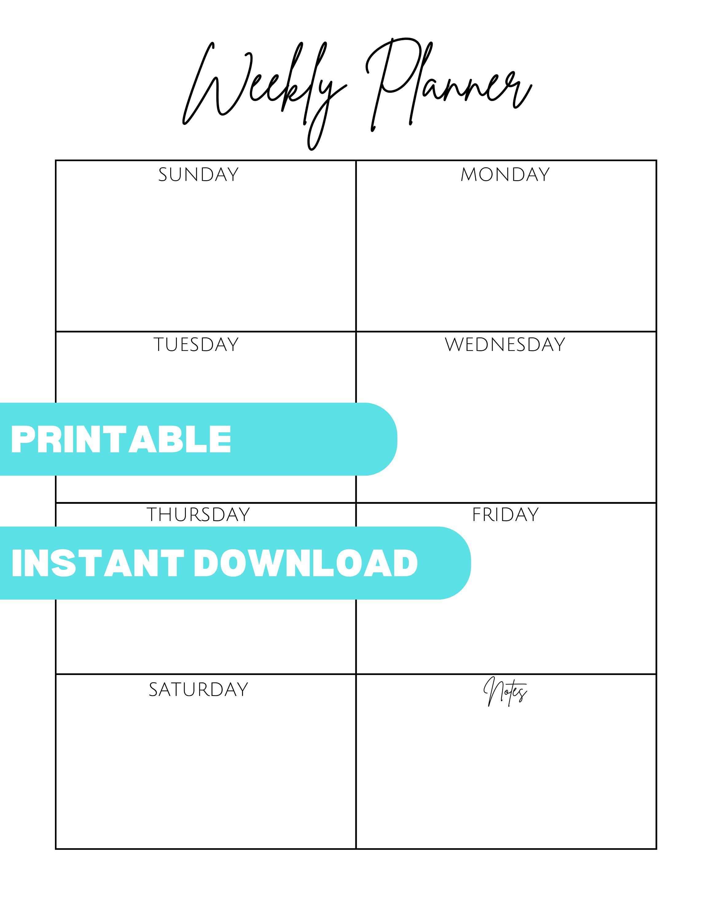 Printable Weekly Planner - Instant Download - Organize Your Week With ...