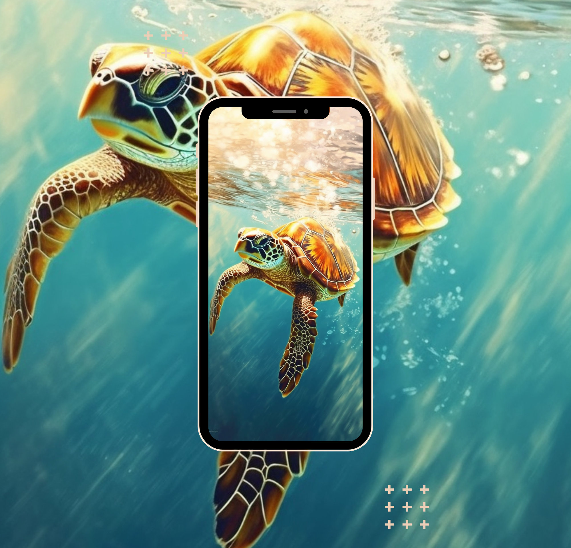 Sea Turtle Phone Wallpaper Sea Turtle Background Sea Turtle Digital Art ...