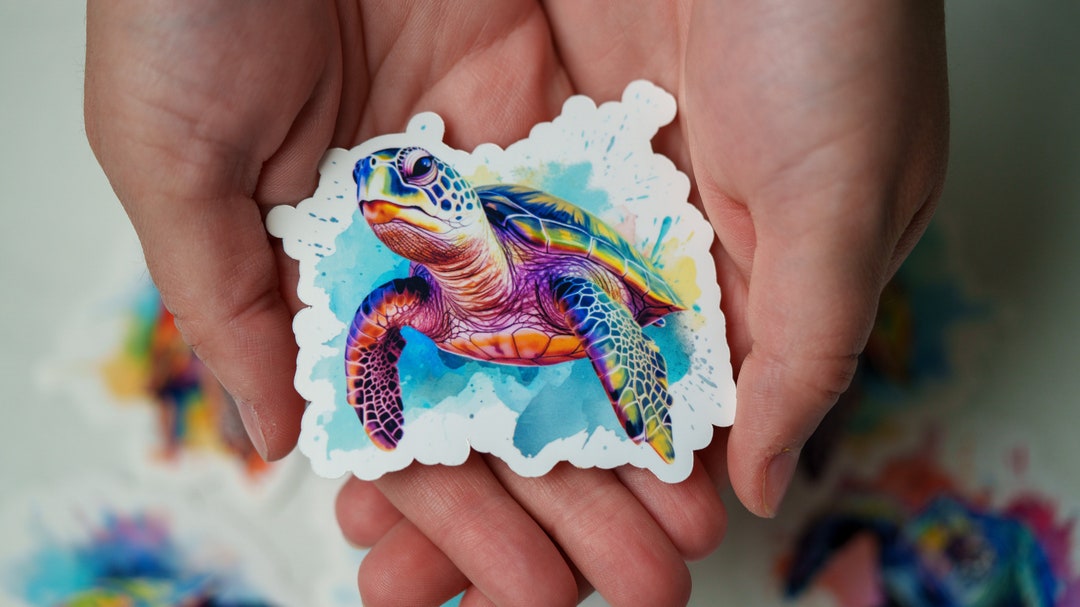 Watercolor Sea Turtle Sticker Pack 10pc, Sea Turtle Sticker, Tumbler ...