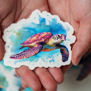 Watercolor Sea Turtle Sticker Pack 10pc, Sea Turtle Sticker, Tumbler ...