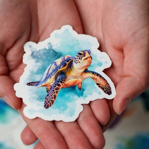 Watercolor Sea Turtle Sticker Pack 10pc, Sea Turtle Sticker, Tumbler ...