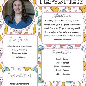 Meet the Teacher Template, Editable Teacher Printable, Back to School ...