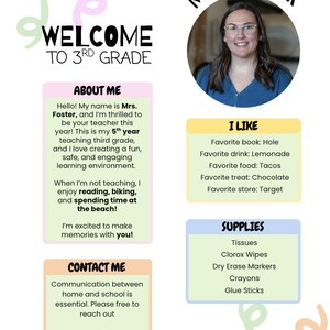 Meet the Teacher Template, Editable Teacher Printable, Back to School ...