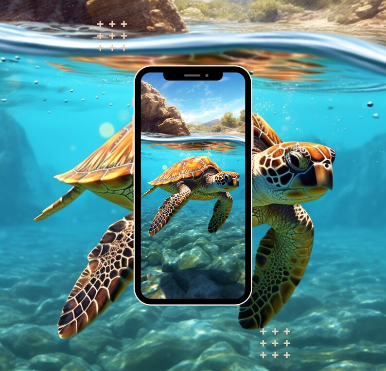 Sea Turtle Phone Wallpaper Sea Turtle Background Sea Turtle Digital Art ...