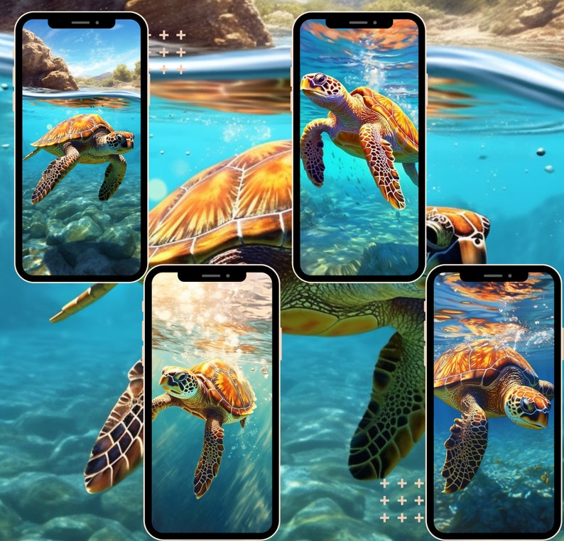 Sea Turtle Phone Wallpaper Sea Turtle Background Sea Turtle Digital Art ...