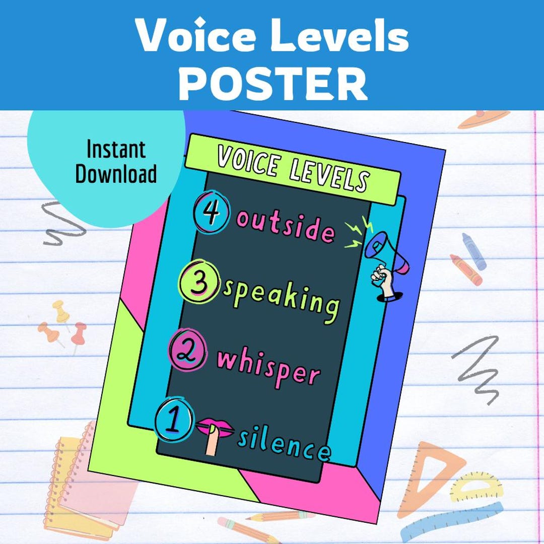 Classroom Voice Level Poster | Bright & Bold | Adjustable Size ...