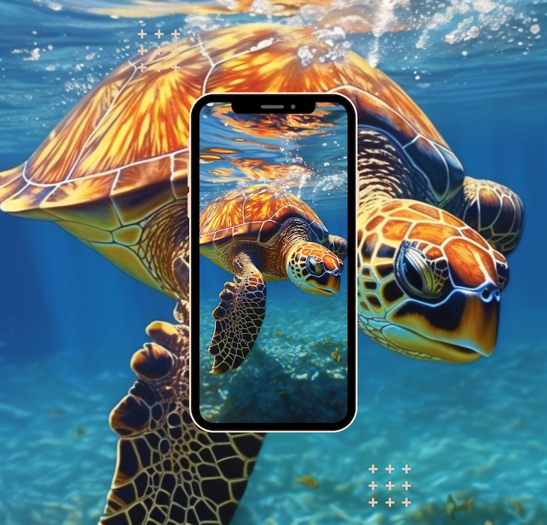 Sea Turtle Phone Wallpaper Sea Turtle Background Sea Turtle Digital Art ...