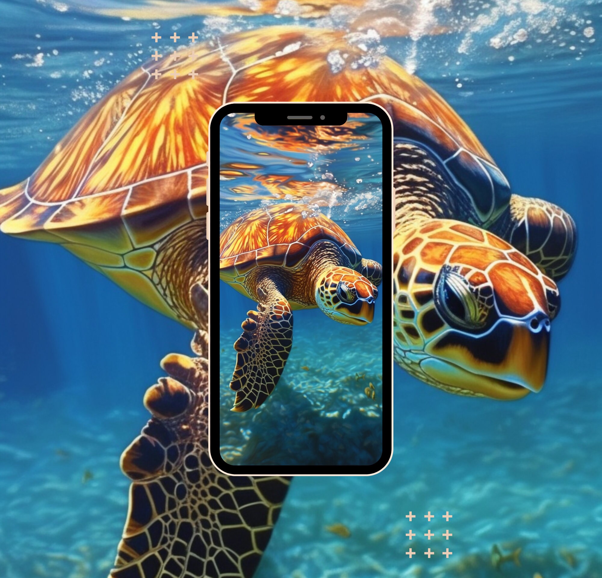 Sea Turtle Phone Wallpaper Sea Turtle Background Sea Turtle Digital Art ...