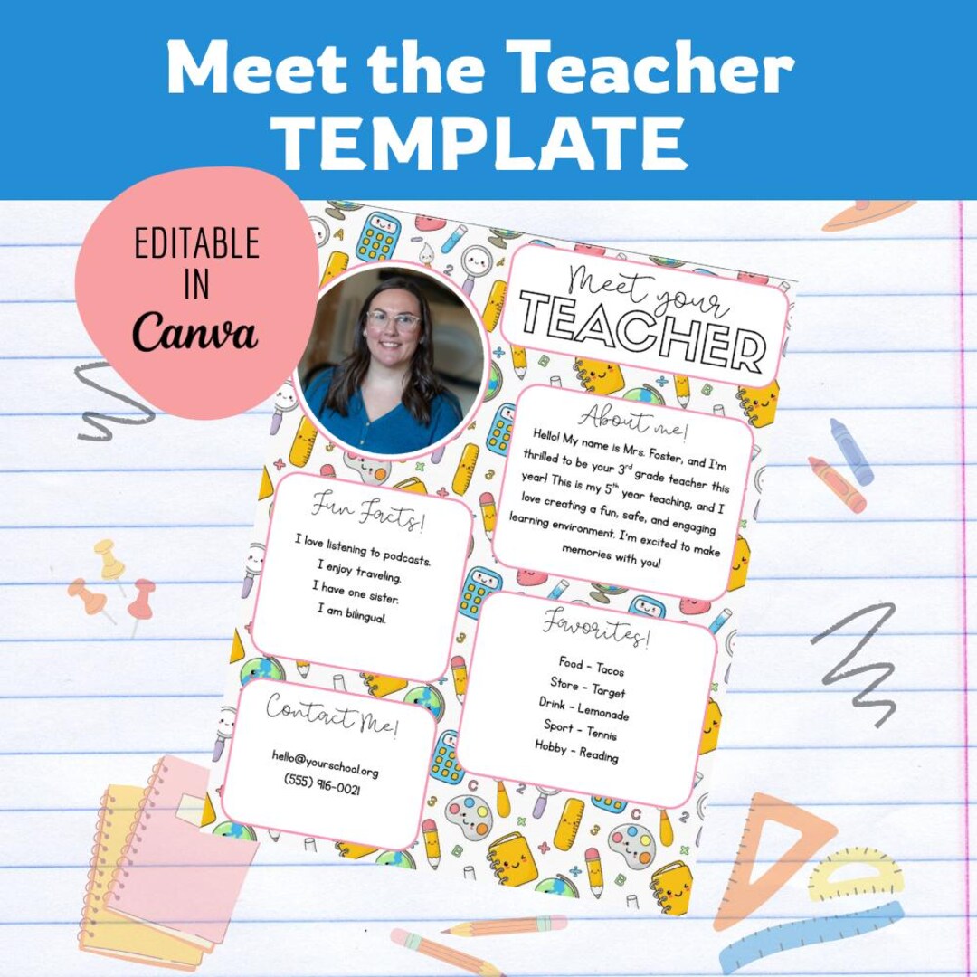Meet the Teacher Template, Editable Teacher Printable, Back to School ...