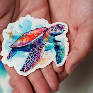 Watercolor Sea Turtle Sticker Pack 10pc, Sea Turtle Sticker, Tumbler ...