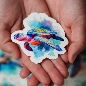 Watercolor Sea Turtle Sticker Pack 10pc, Sea Turtle Sticker, Tumbler ...