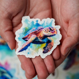 Watercolor Sea Turtle Sticker Pack 10pc, Sea Turtle Sticker, Tumbler ...