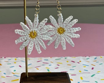 Crochet Daisy Earrings cute Flower Floral Jewelry crochet Earrings ...