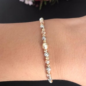 Dorica Bracelet, Gold Silver Rose Gold Bracelet, Round Bead Bracelet ...