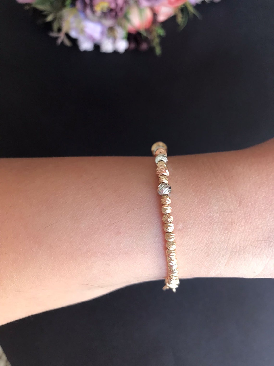 Dorica Bracelet, Gold Silver Rose Gold Bracelet, Round Bead Bracelet ...