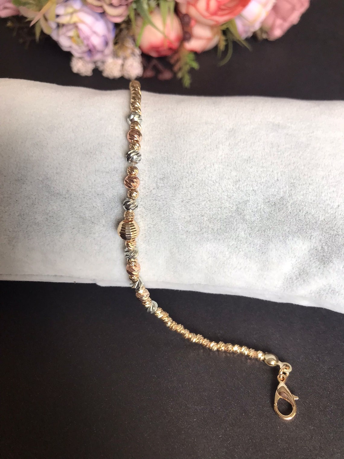 Dorica Bracelet, Gold Silver Rose Gold Bracelet, Round Bead Bracelet ...
