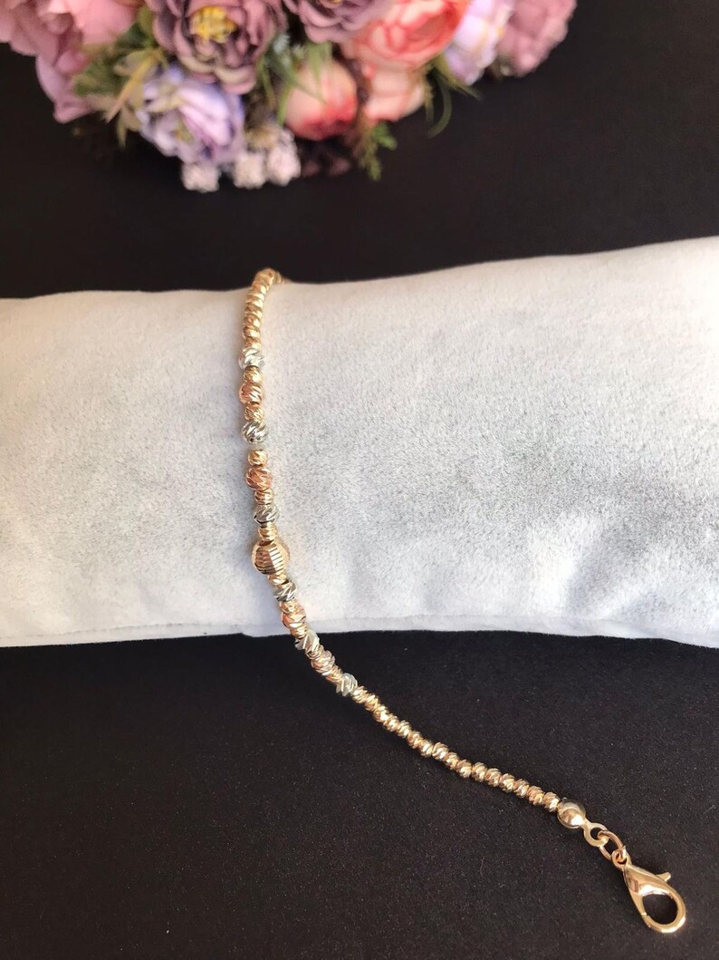 Dorica Bracelet, Gold Silver Rose Gold Bracelet, Round Bead Bracelet ...
