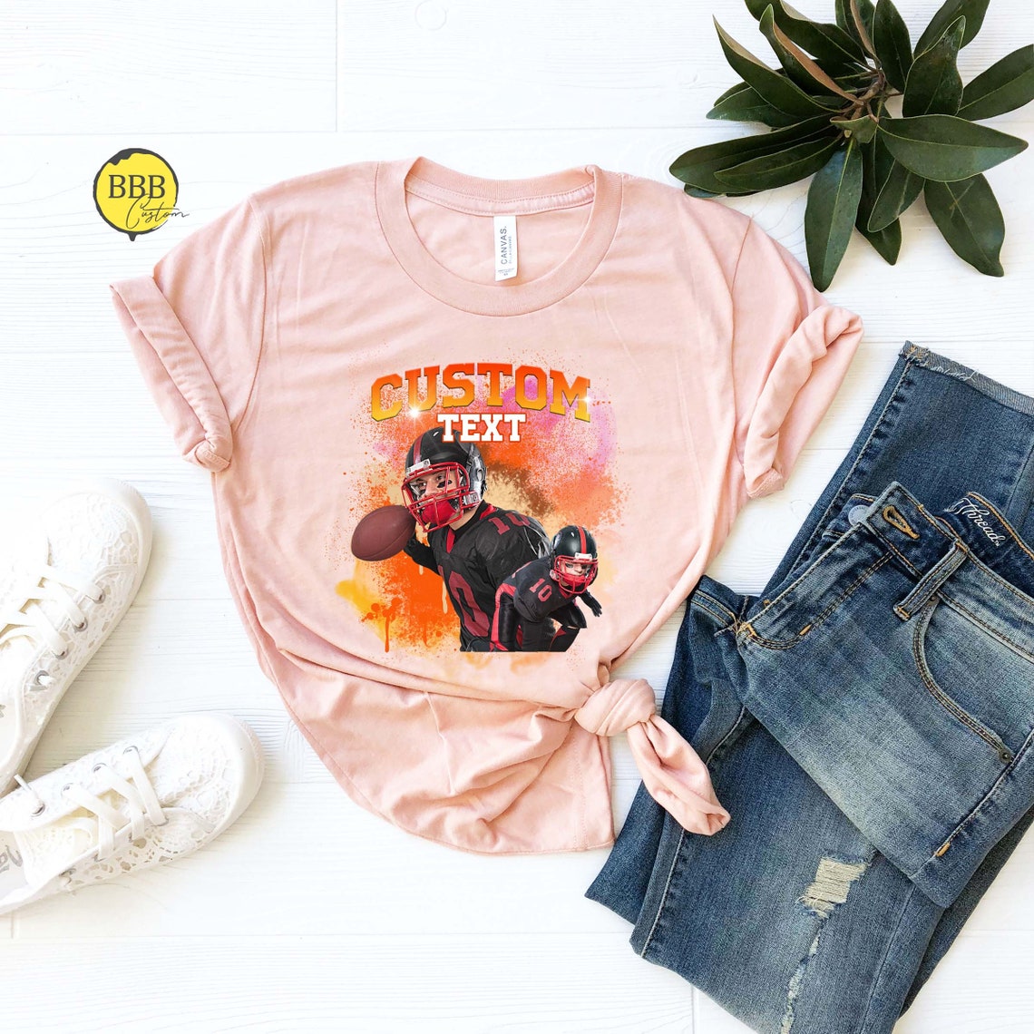Personalized Photo Football Player Shirt: Custom Sports Tee - Etsy