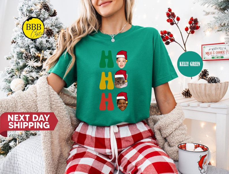 Custom Photo Christmas Tee: Personalized Ho Ho Ho Face Shirt - Etsy
