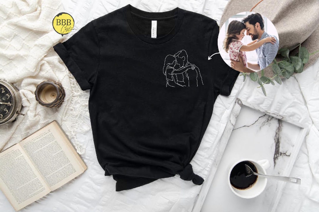 Custom Portrait Line Art T-shirt: Personalized Photo Sketch Tee - Etsy