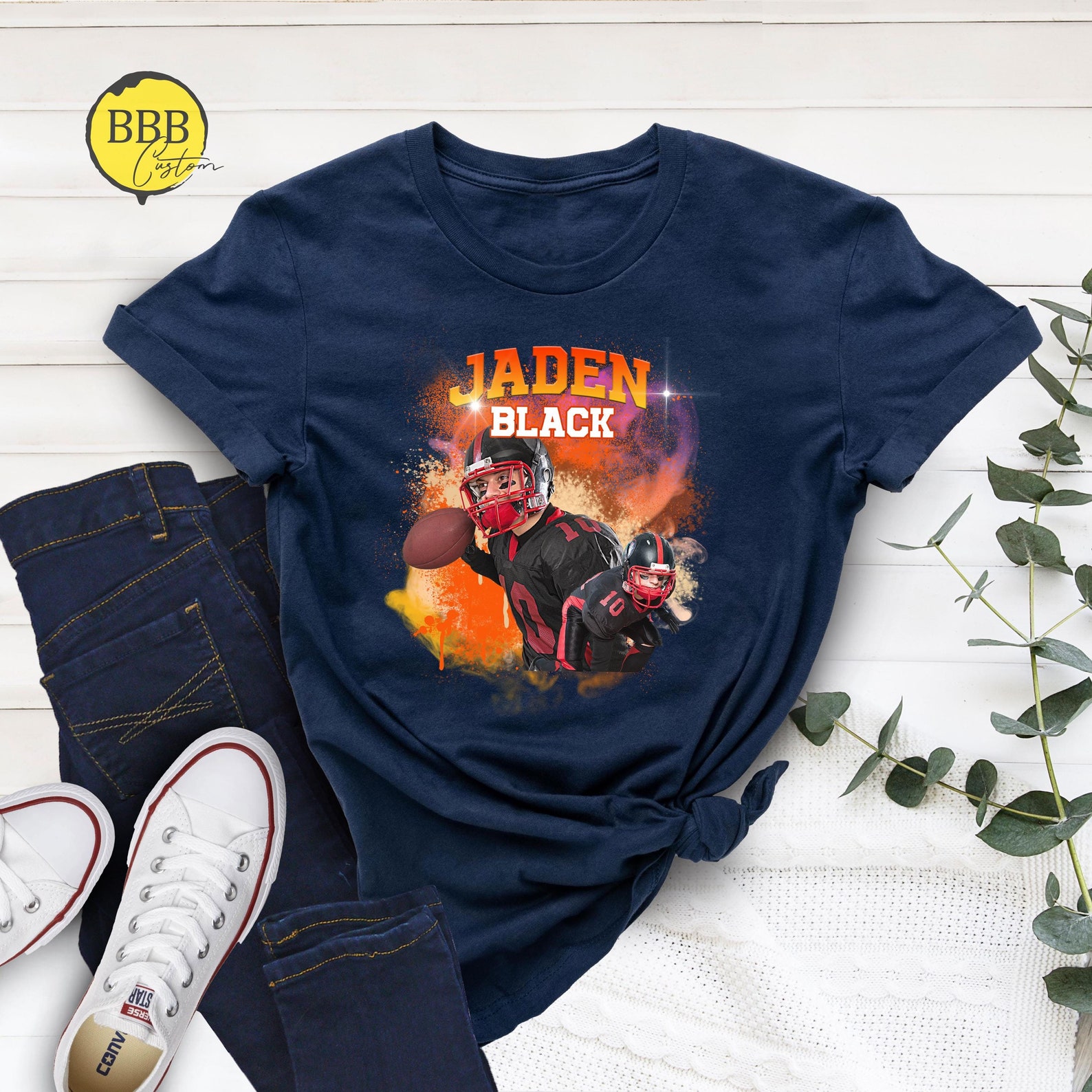 Personalized Photo Football Player Shirt: Custom Sports Tee - Etsy