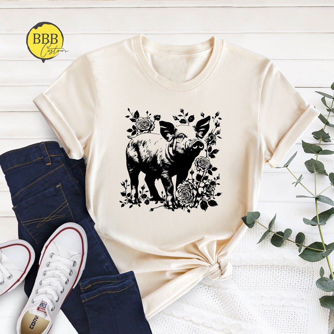 Floral Pig Shirt, Cute Pig Shirt, Farmer Wife Shirt, Country Pig Shirt ...