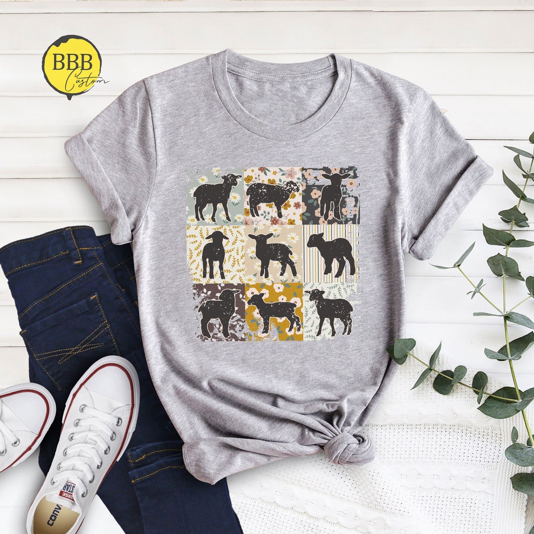 Floral Retro Sheep Shirt, Farmhouse Lamb Shirt, Sheep Tee, Cute Little ...