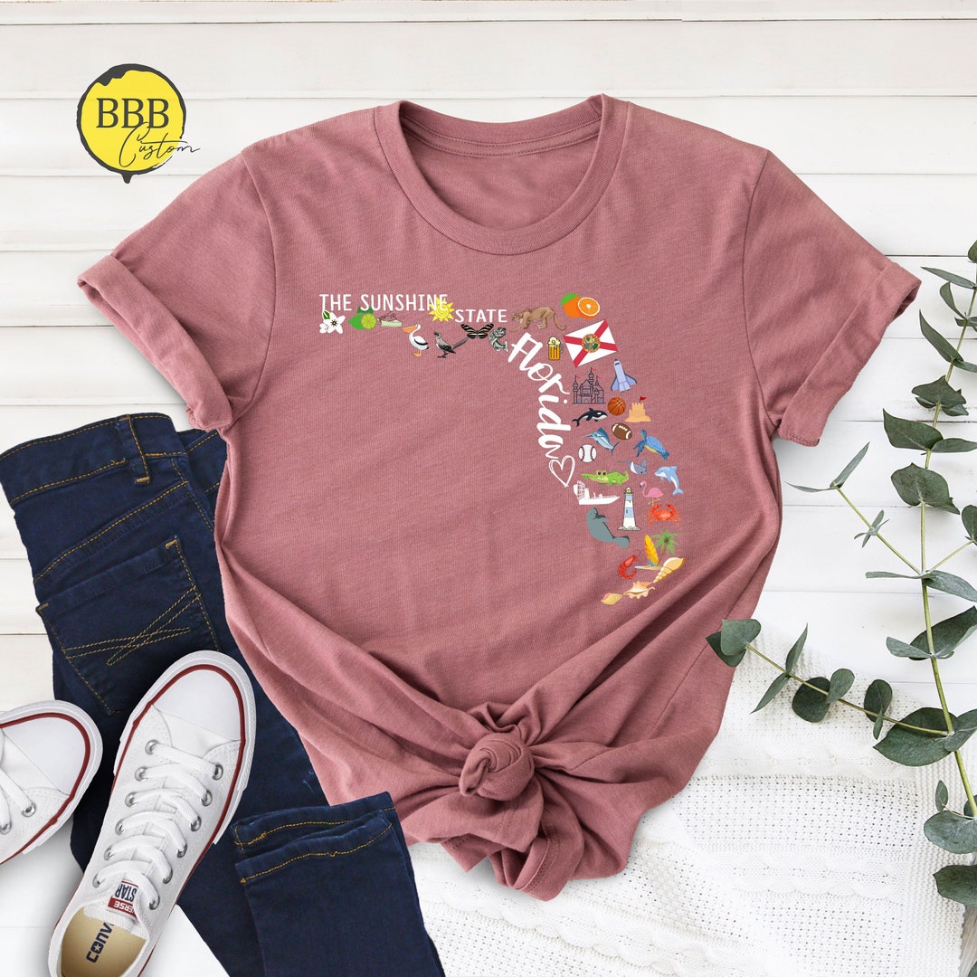 Florida State Map Shirt: Travel Souvenir Tee - Etsy