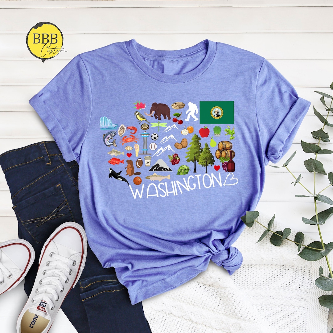 Washington State Map Shirt: WA Souvenir Tee - Etsy