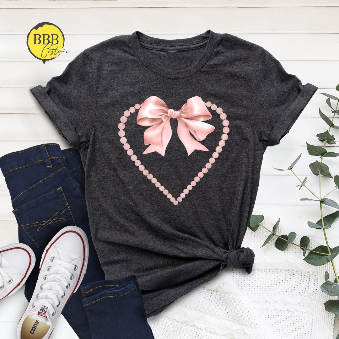 Pearl Heart Shirt, Pink Coquette Shirt, Coquette Pearl Shirt, Pearl ...