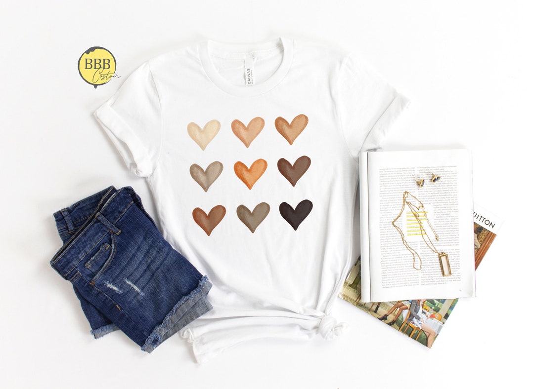 Skin Tone Hearts Shirt: Equality Melanin Watercolor Tee - Etsy